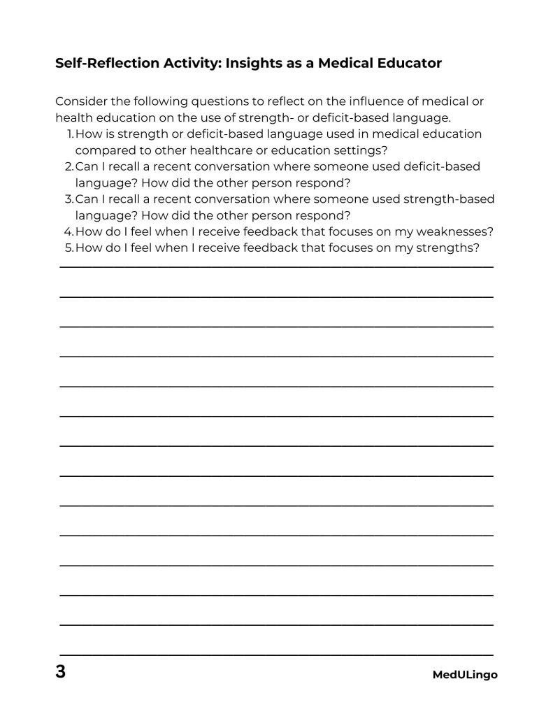 Strength-Based Language for Medical Educators - Medulingo
